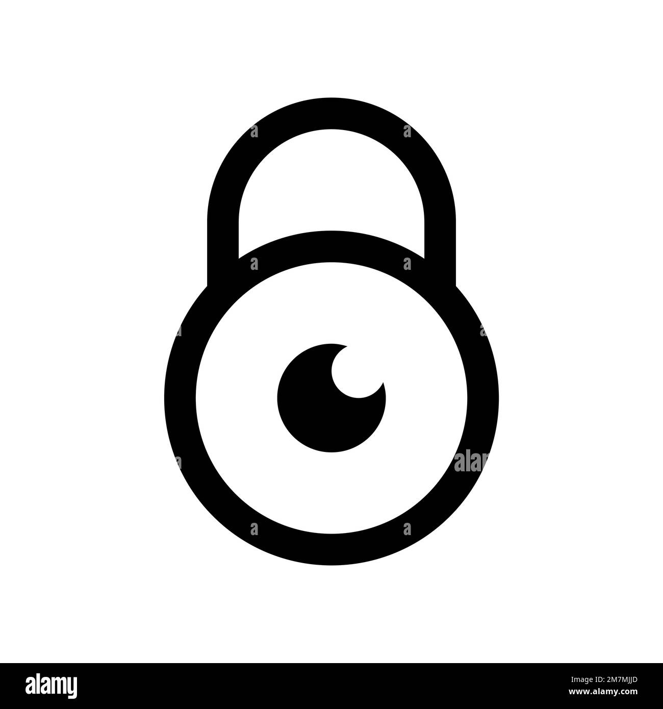 Circle padlock icon line isolated on white background. Black flat thin ...