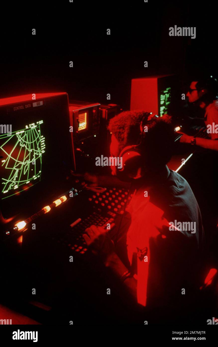 Personnel inside the data processing center for COBRA DANE, an ...