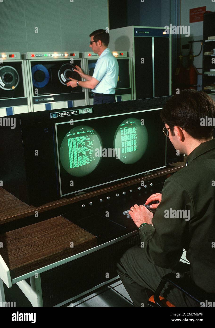 Personnel inside the data processing center for COBRA DANE, an ...