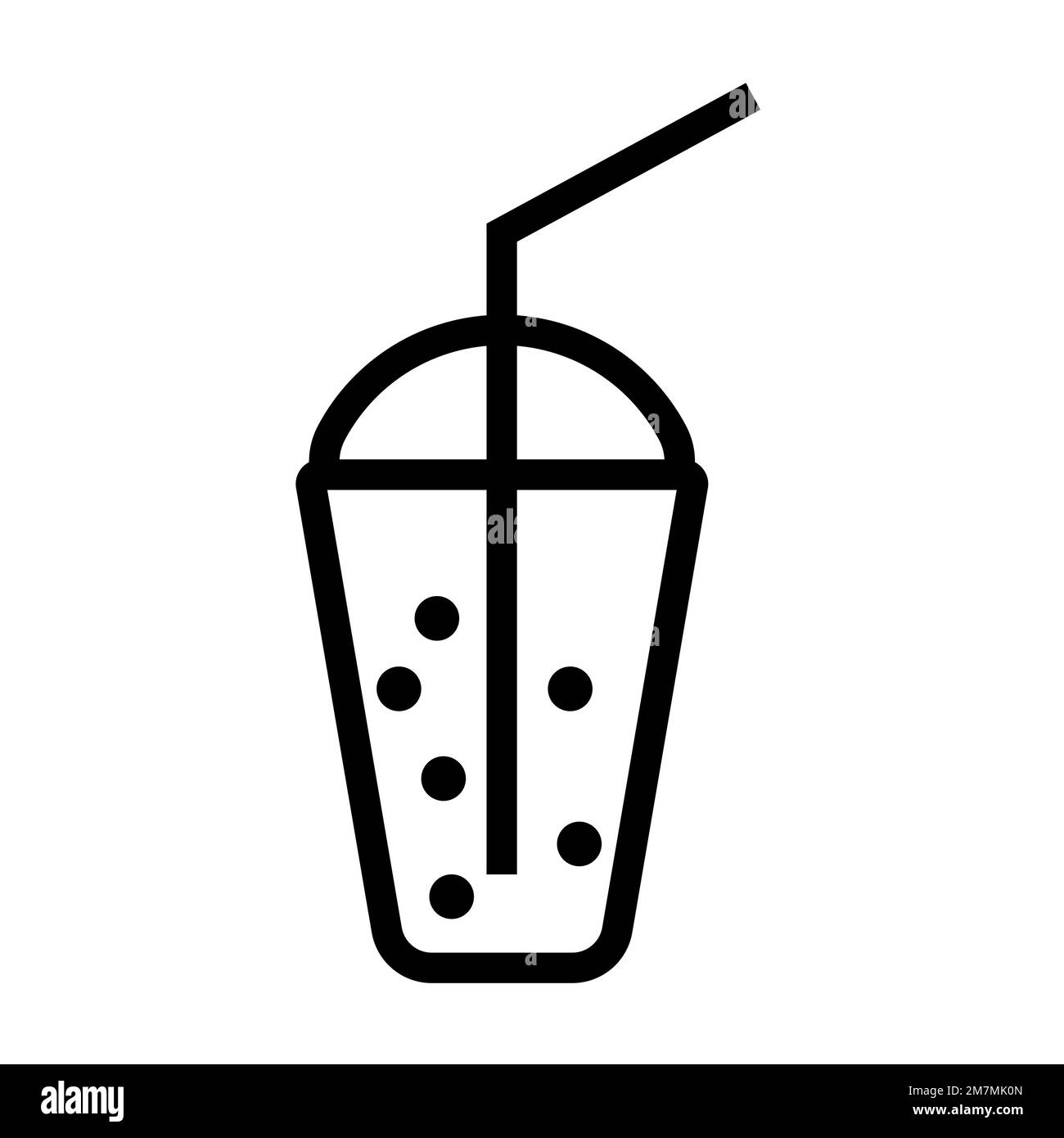 Frappe cocktail line icon isolated on white background. Black flat thin ...