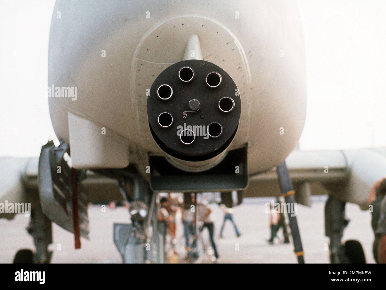 A front view of the General Electric GAU-8A Avenger 30mm seven-barrel ...