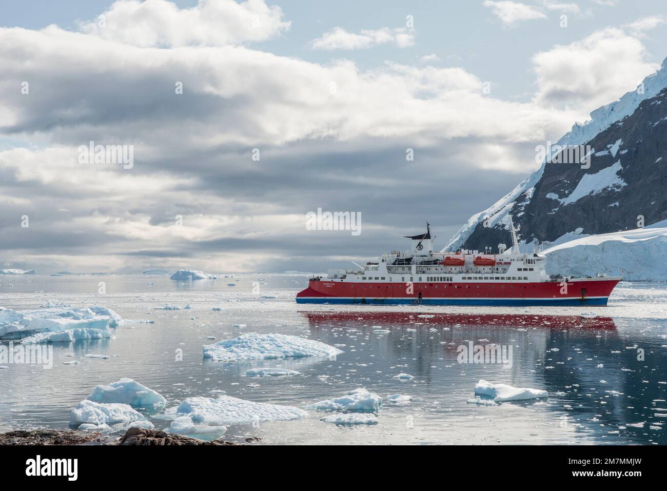 G Adventures ship the Expedition in Neko Harbour Antarctica Stock Photo ...