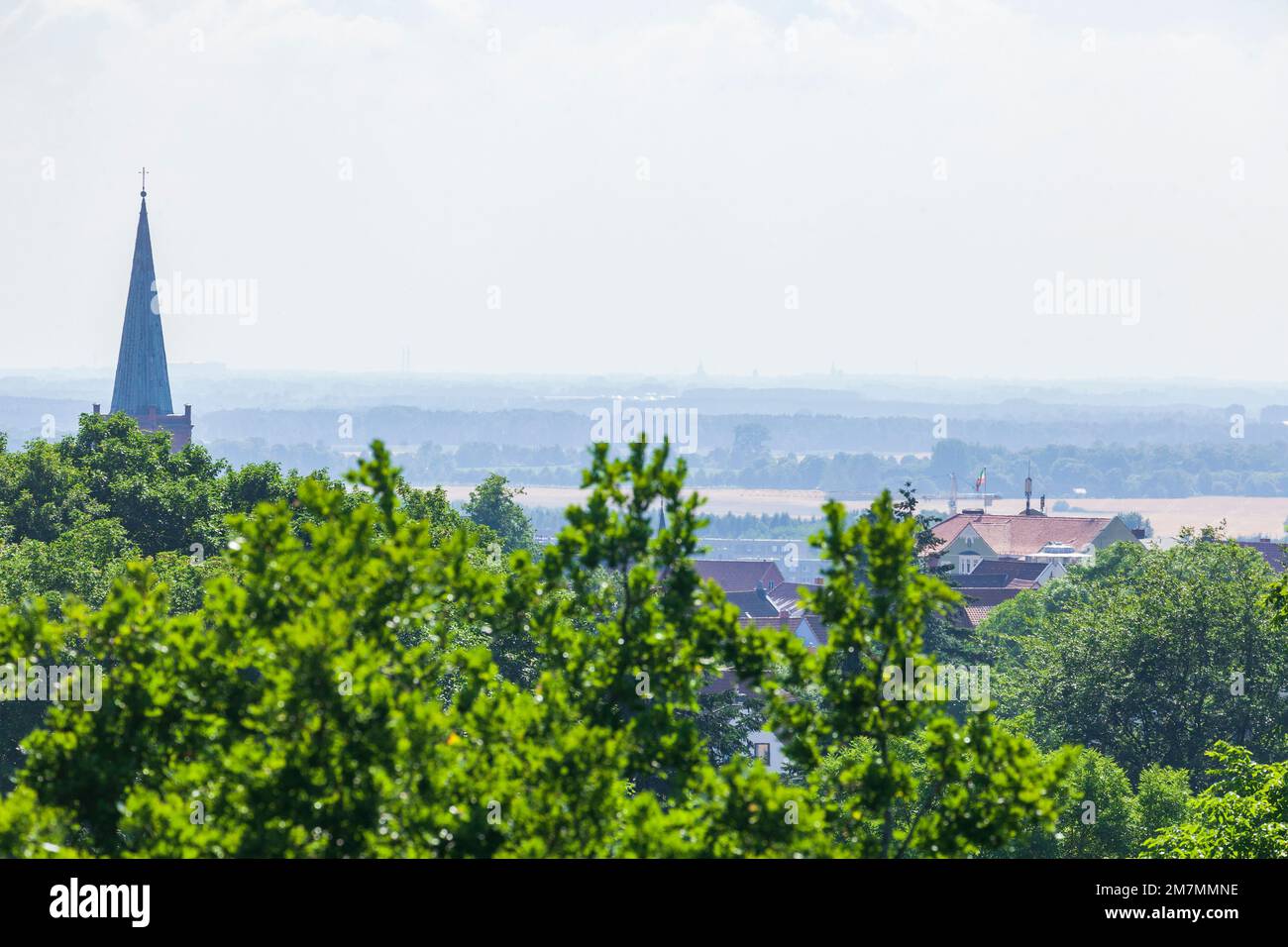 View from Ernst-Moritz-Arndt-Tower to Bergen with St. Mary's Church ...