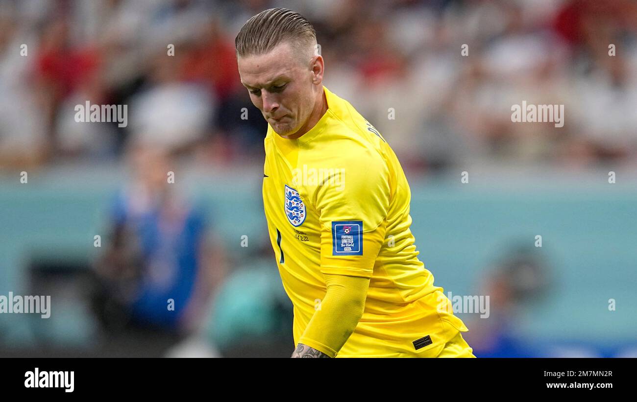 England's goalkeeper Jordan Pickford in action during the World Cup ...