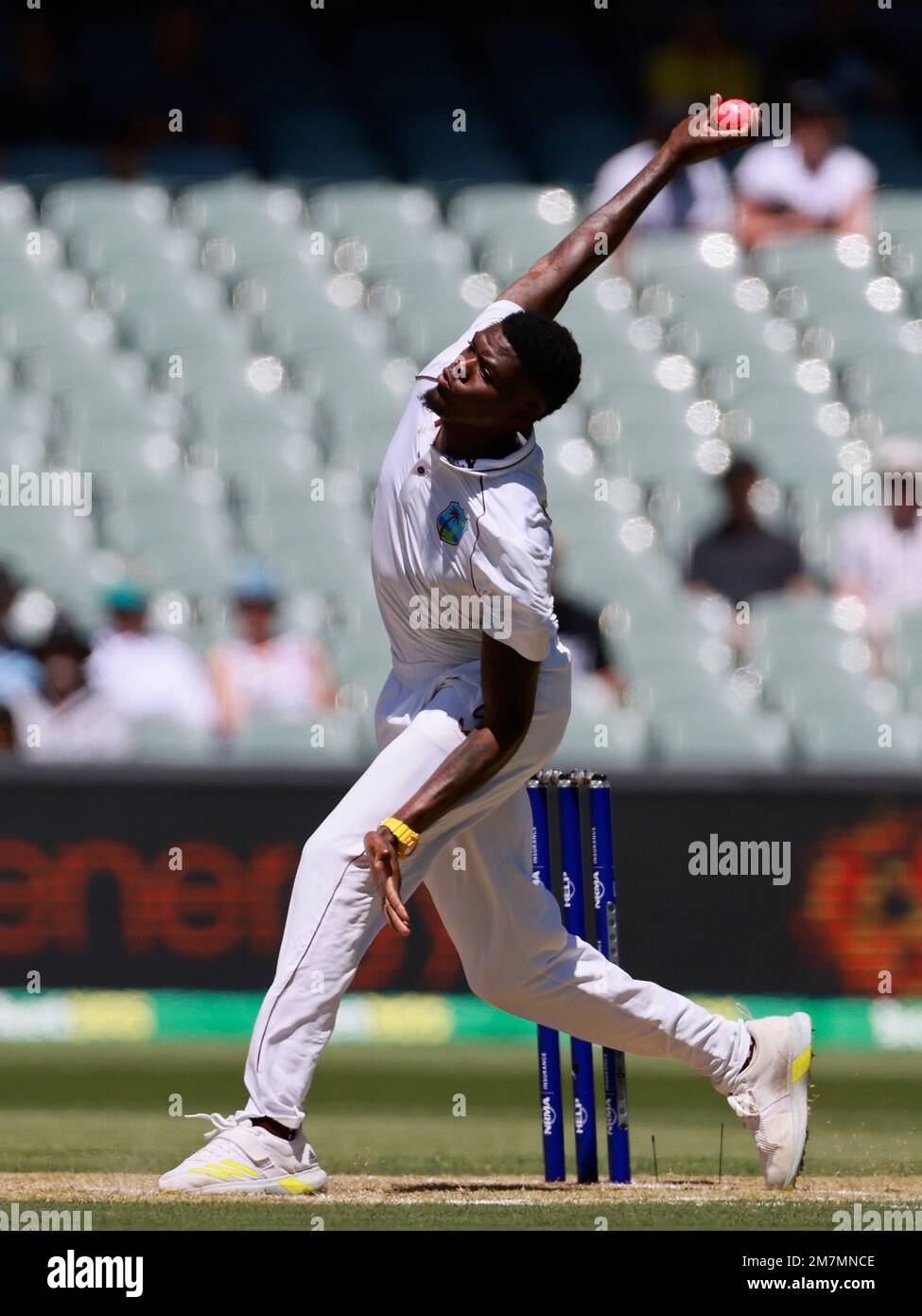 West Indies' Alzarri Joseph bowls to Australia on the second day of ...