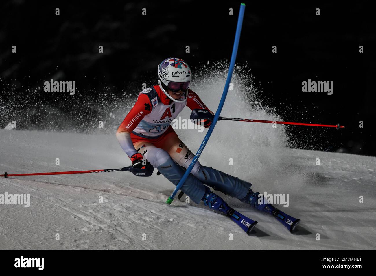 Switzerland's Michelle Gisin speeds down the course during an alpine ski, women's World Cup ...