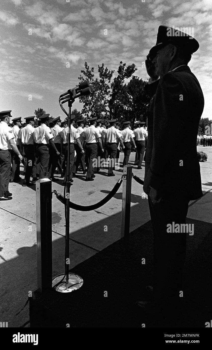 General Russell E. Dougherty reviews the troops for the last time ...