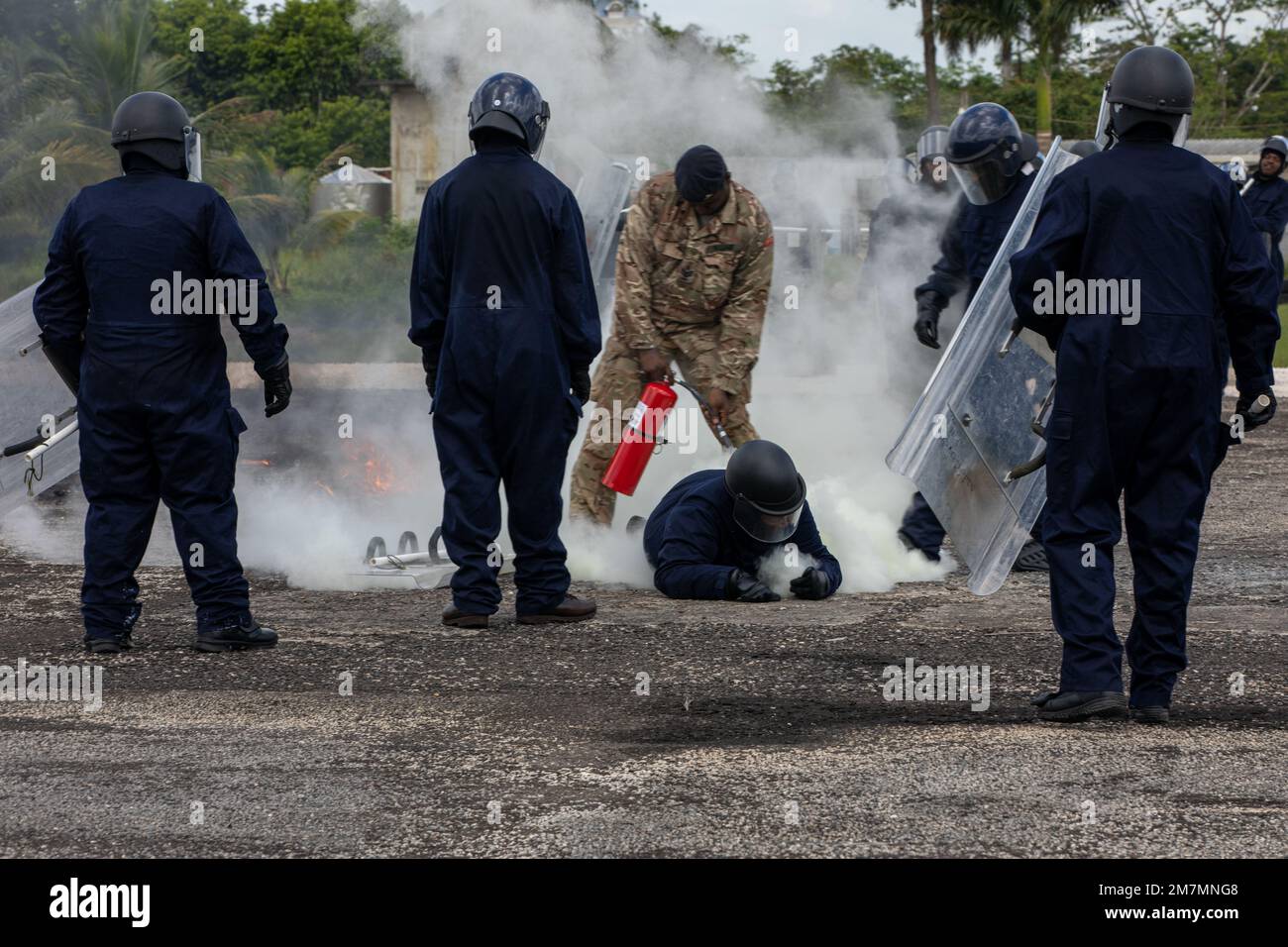 BELMOPAN, Belize (May 11, 2022) Police officers and service members ...