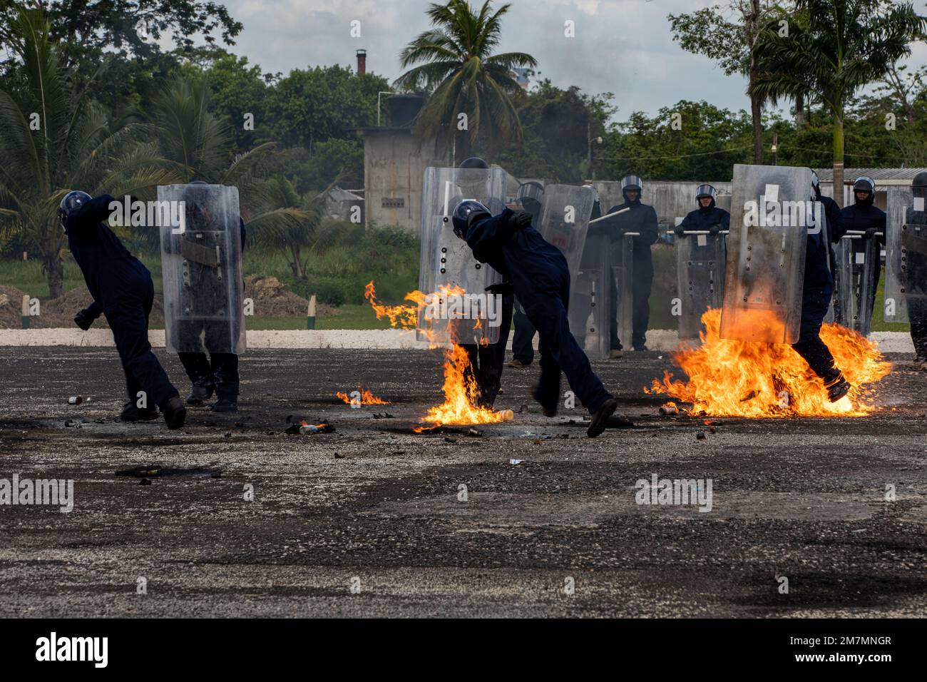 BELMOPAN, Belize (May 11, 2022) Police officers and service members ...