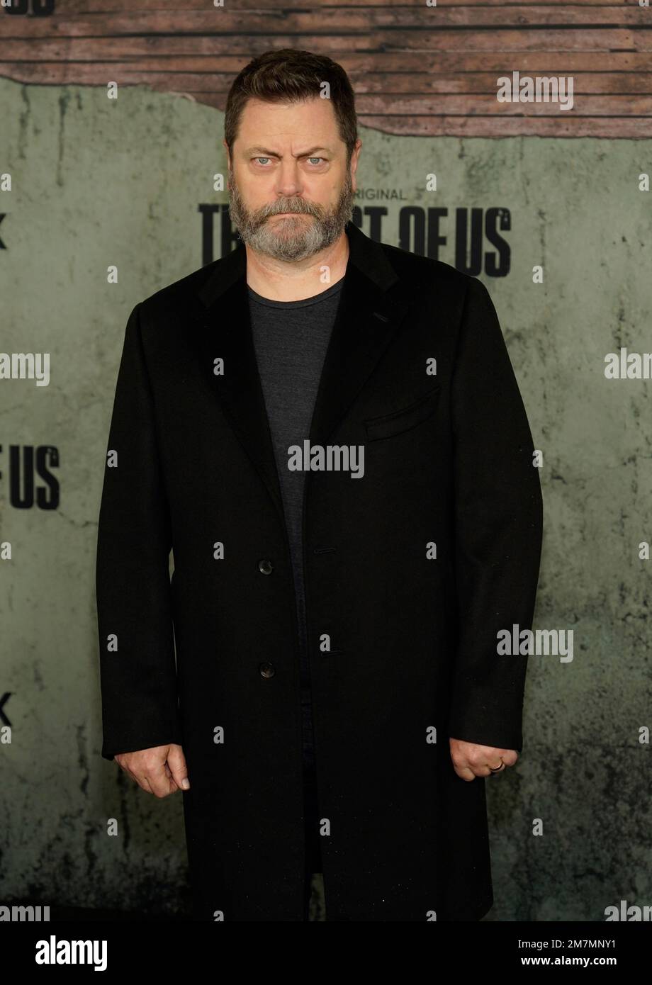 Nick Offerman poses at the premiere of the HBO series "The Last of Us ...