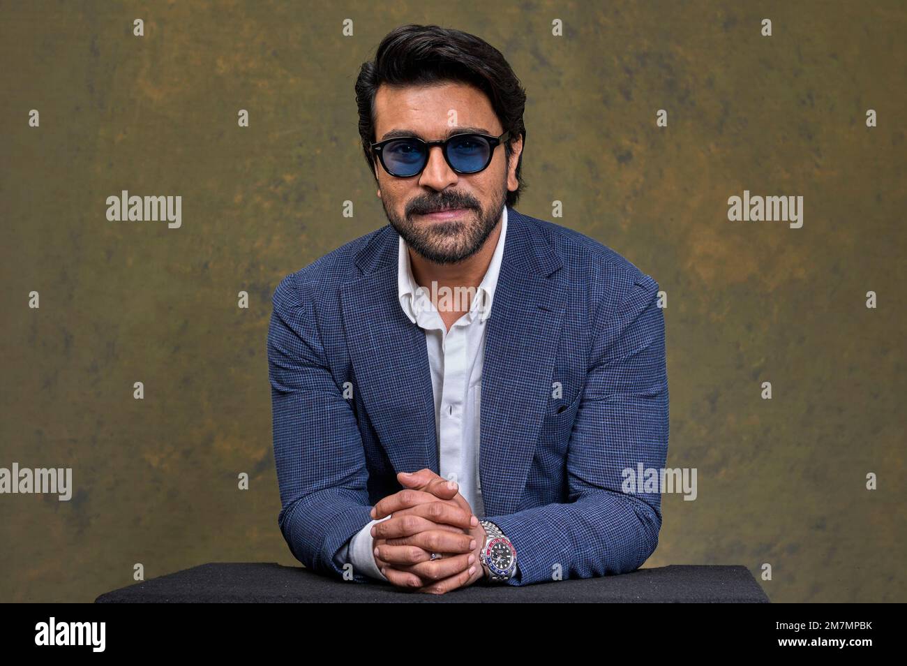 Indian actor Ram Charan poses for a photo to promote their film "RRR ...