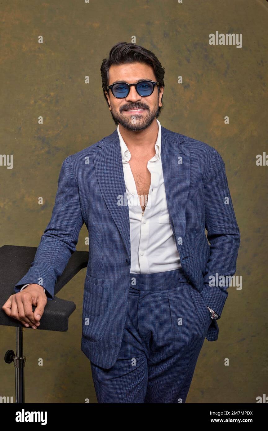 Indian actor Ram Charan poses for a photo to promote their film "RRR ...
