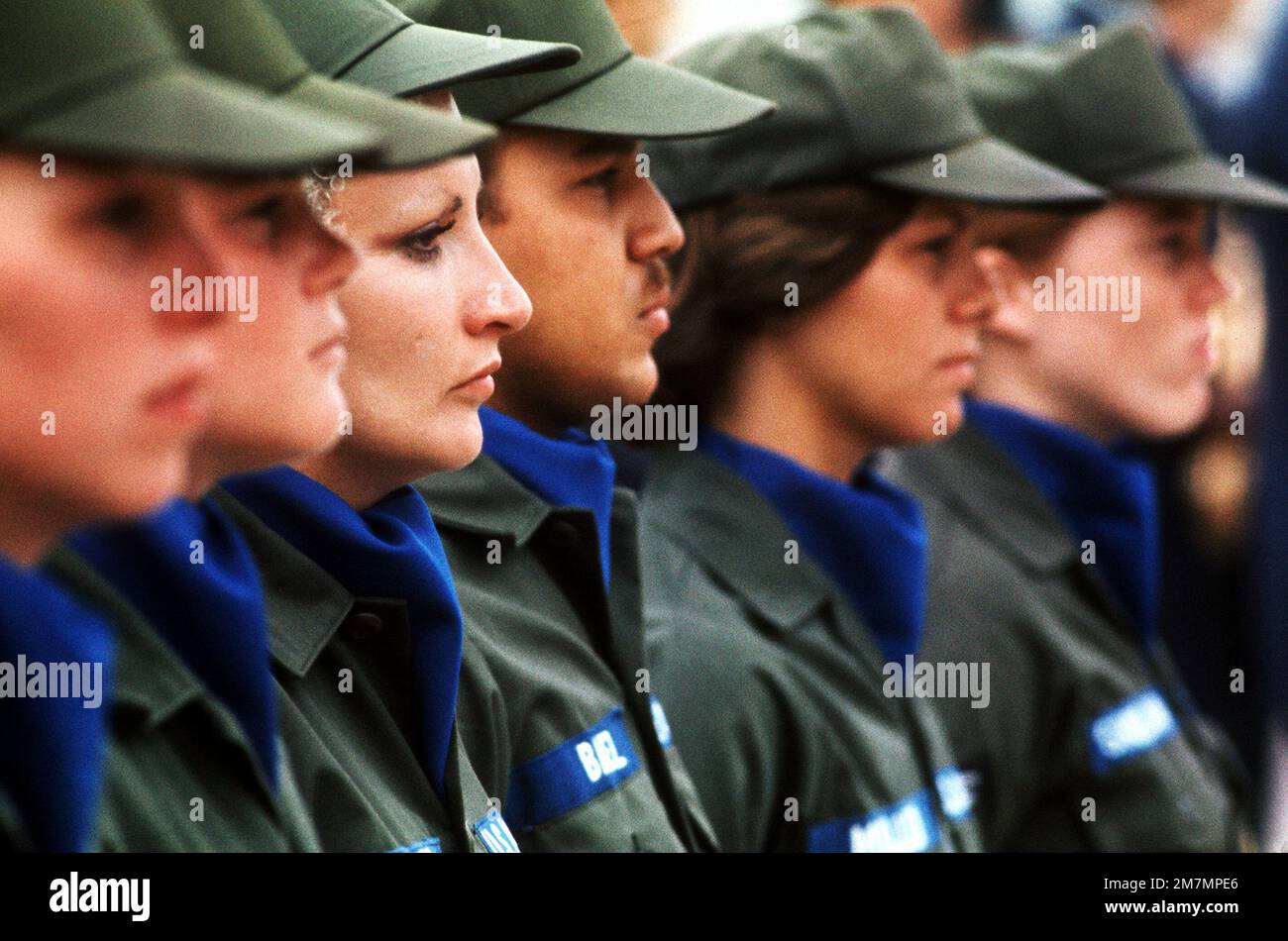 Members of the 8th Tactical Fighter Squadron stand at attention during ...