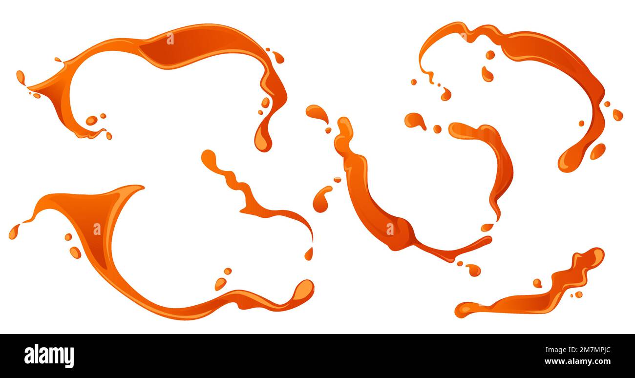 Ketchup sauce splashing stains flowing drops vector illustration ...