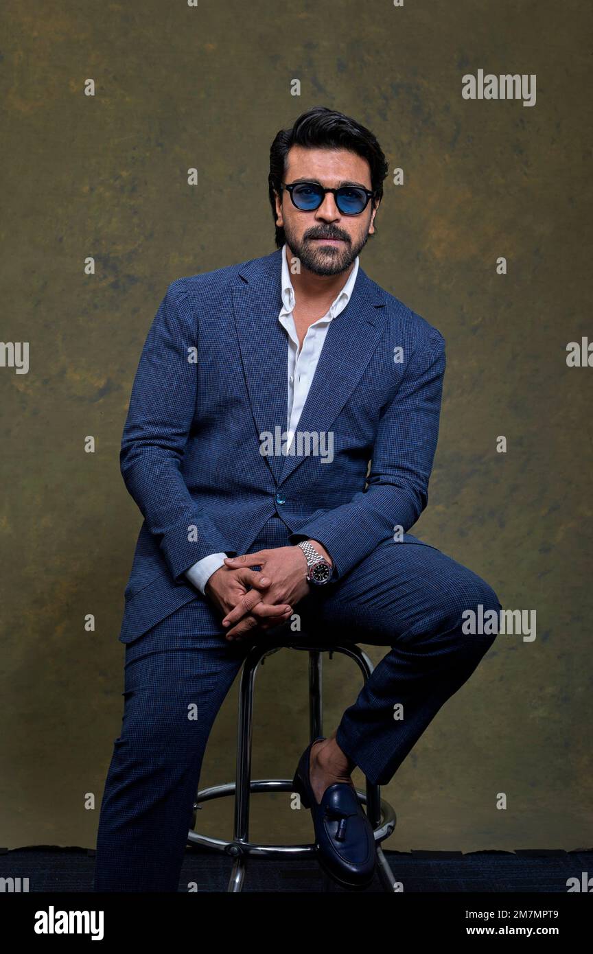 Indian actor Ram Charan poses for a photo to promote their film "RRR ...