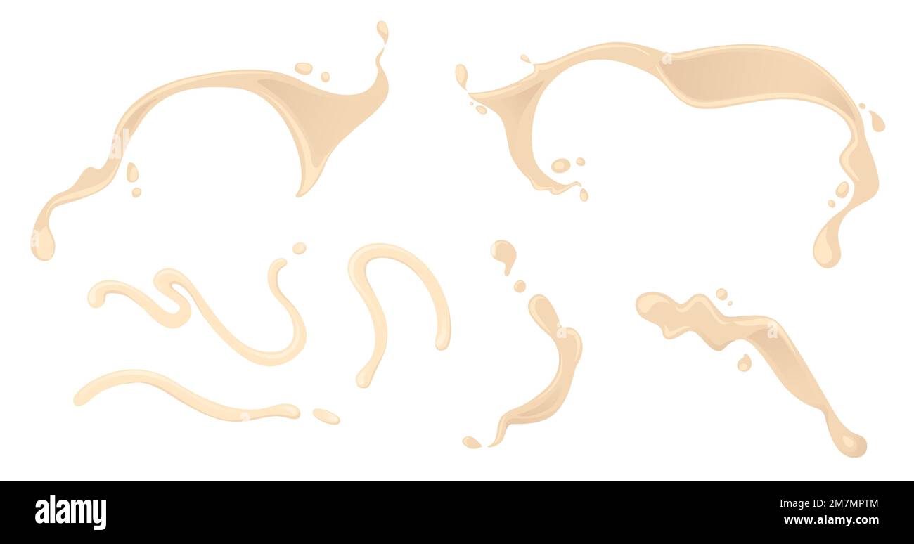 Mayonnaise sauce cream stains flowing drops vector illustration ...