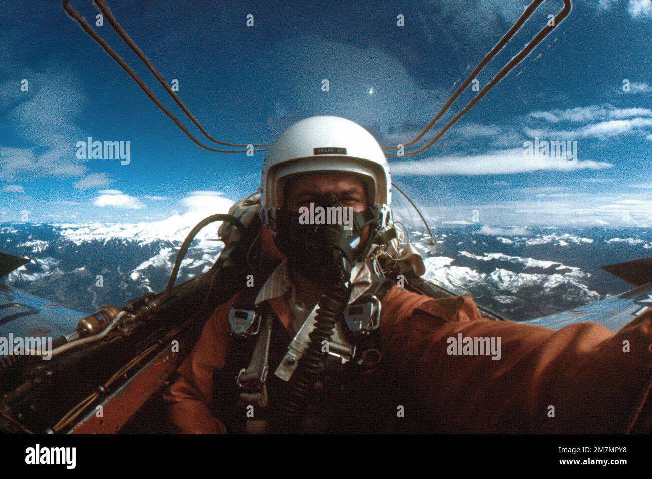 A cockpit view of a T-33 Shooting Star pilot on a return mission after ...