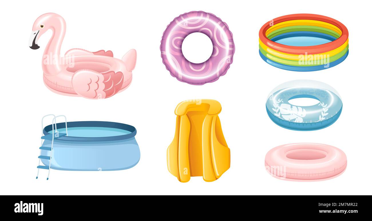 Set of inflatable tools for swimming vector illustration isolated on ...
