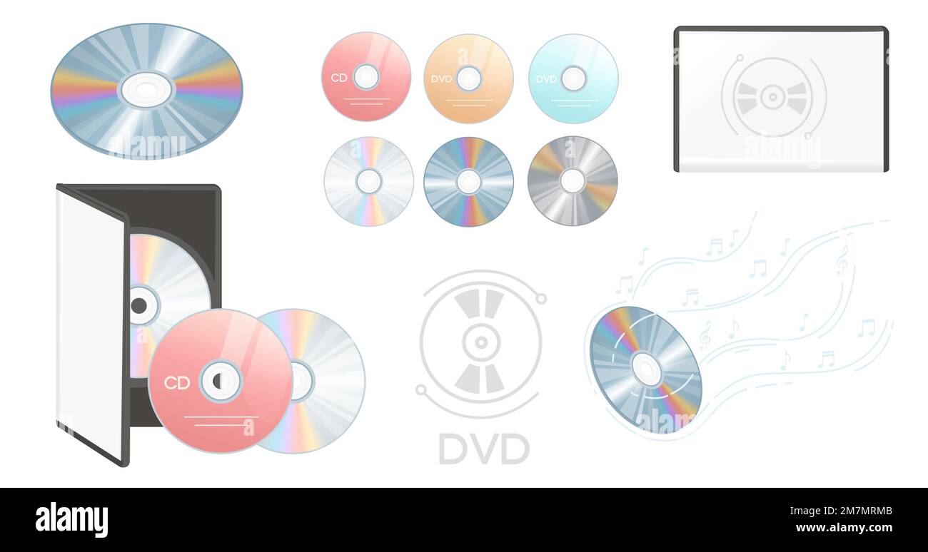 Set DVD or CD disc digital technology data storage vector illustration ...
