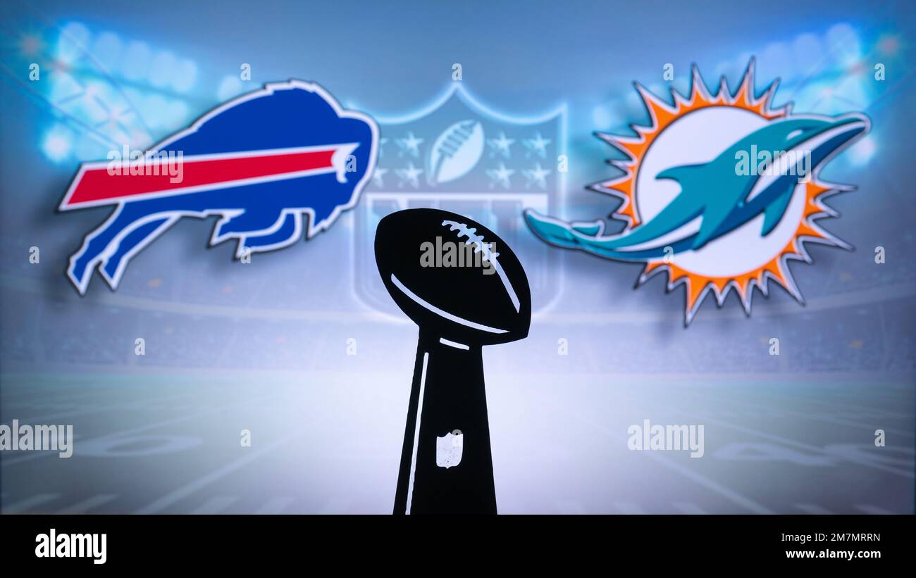 BUFFALO, USA, JANUARY 10, 2023: Miami Dolphins vs. Buffalo Bills. NFL ...