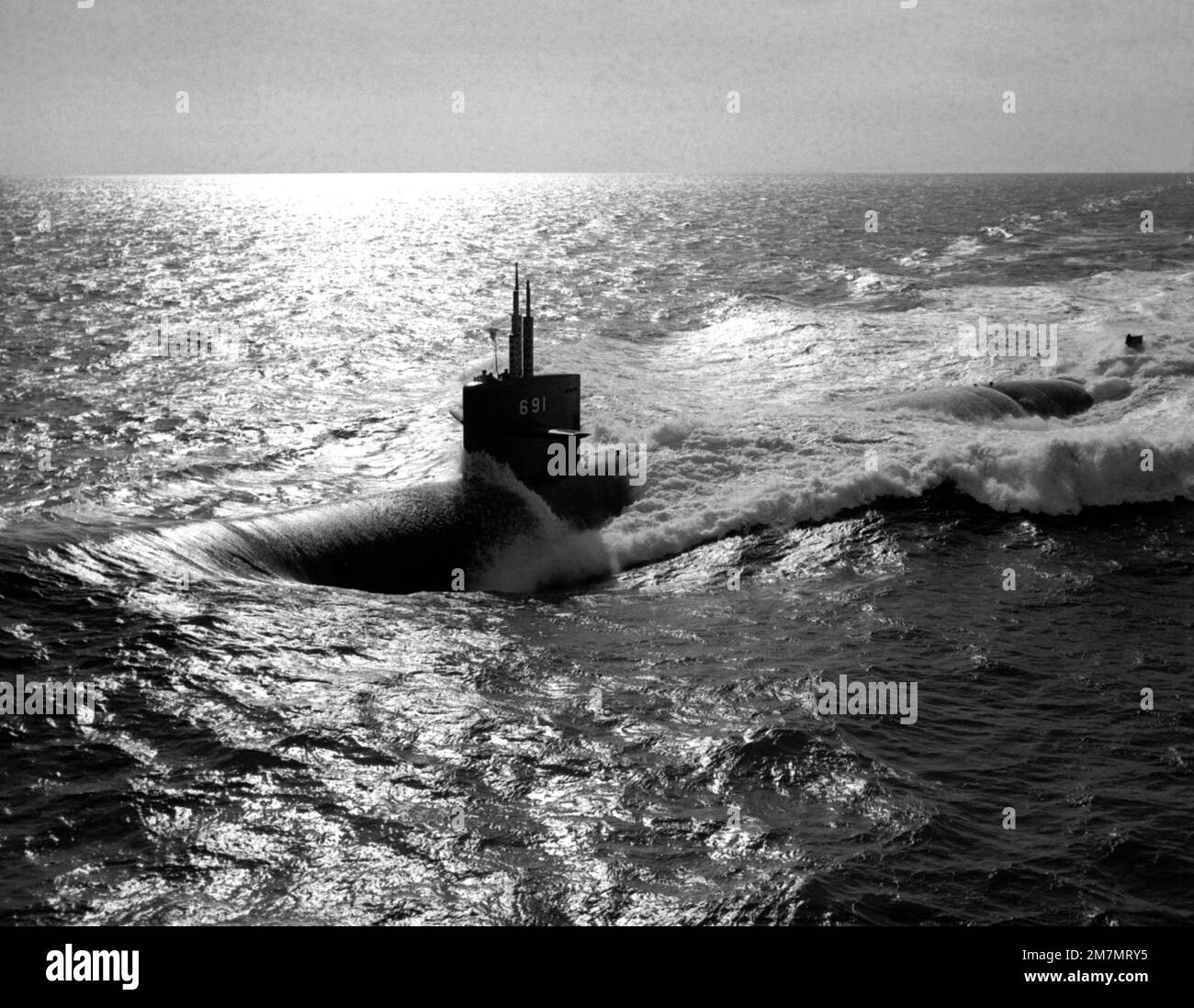 Aerial port bow view of the nuclear-powered attack submarine USS ...
