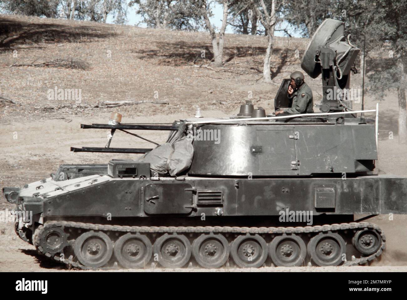 A defense weapons system with gun dish fire control radar and quad 40 ...
