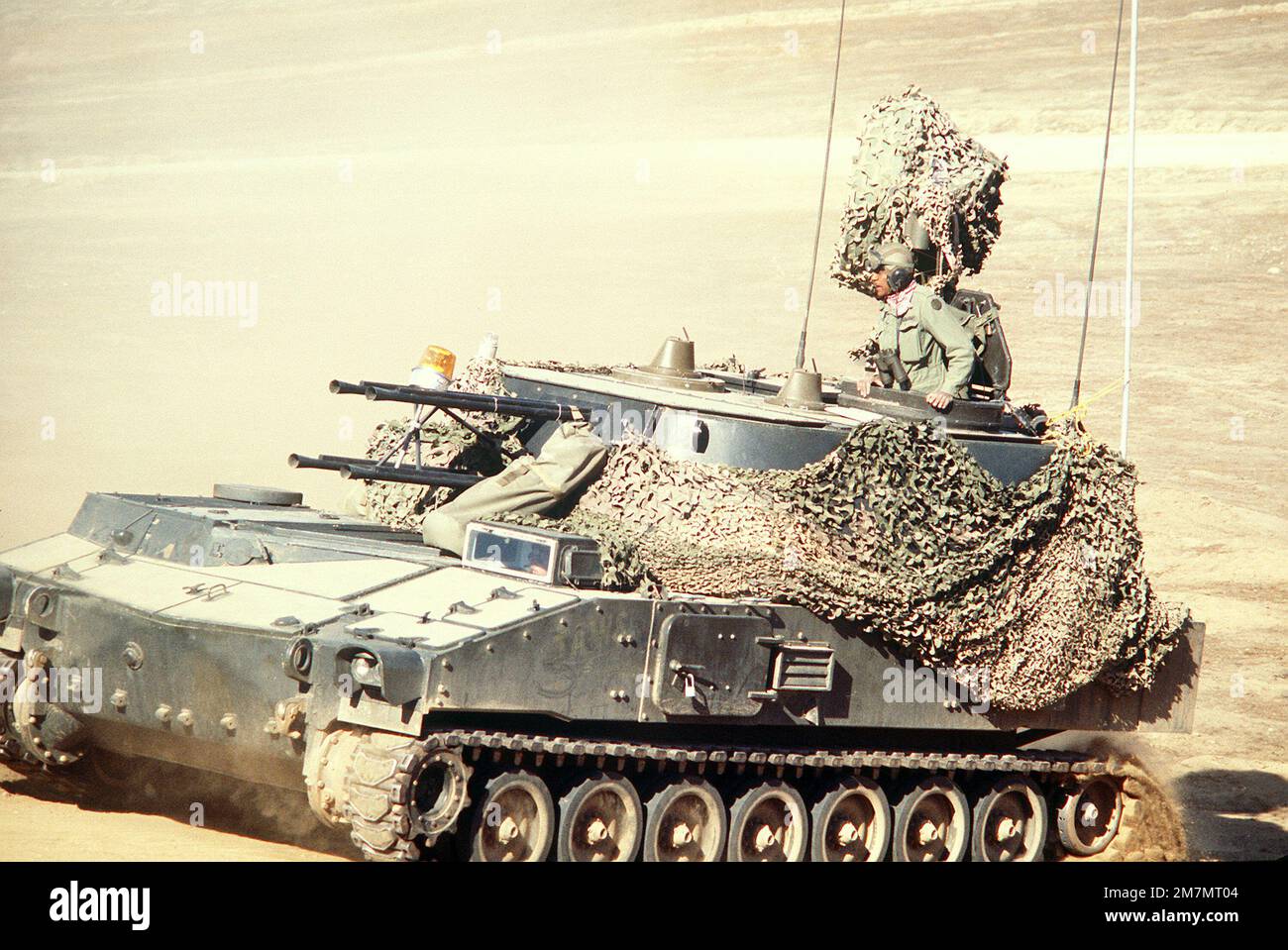 A defense weapons system with gun dish fire control radar and quad 40mm ...