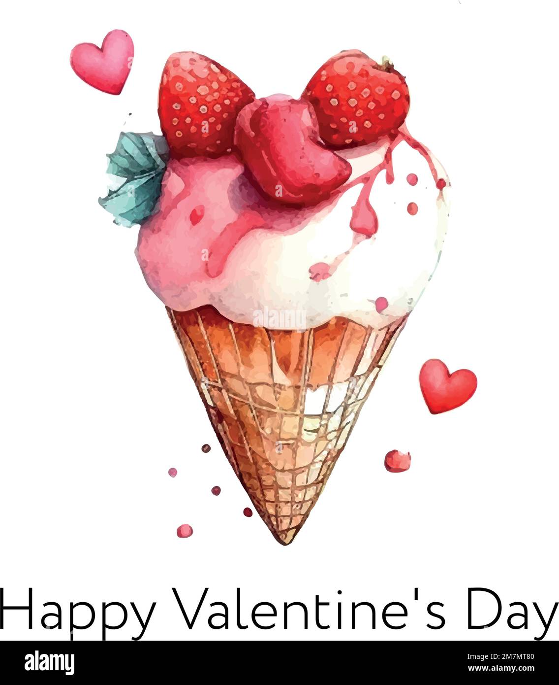 Vector postcard with watercolor ice cream and inscription isolated on ...