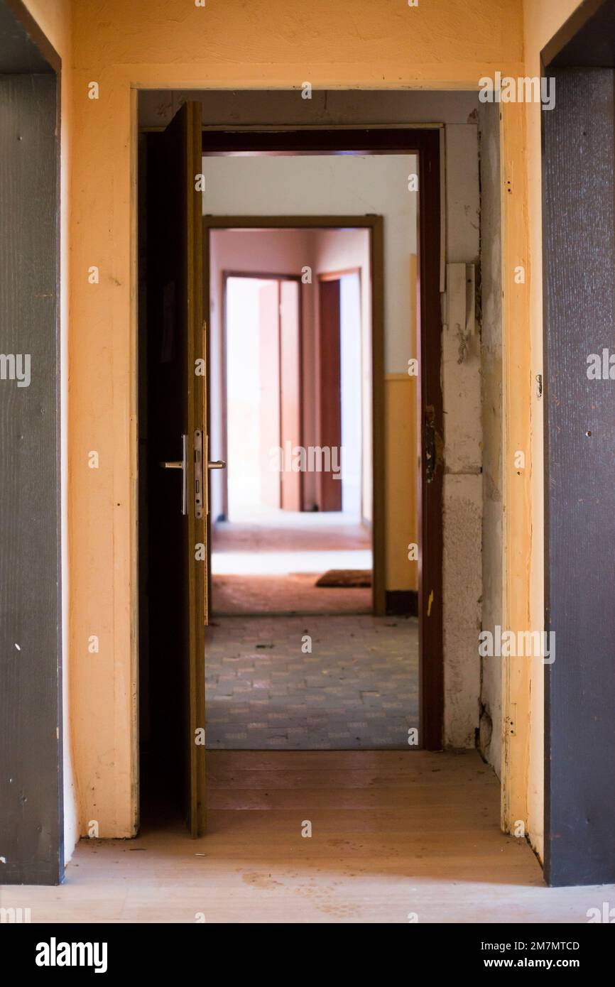 Apartment entrance in a run-down apartment building in Germany Stock ...