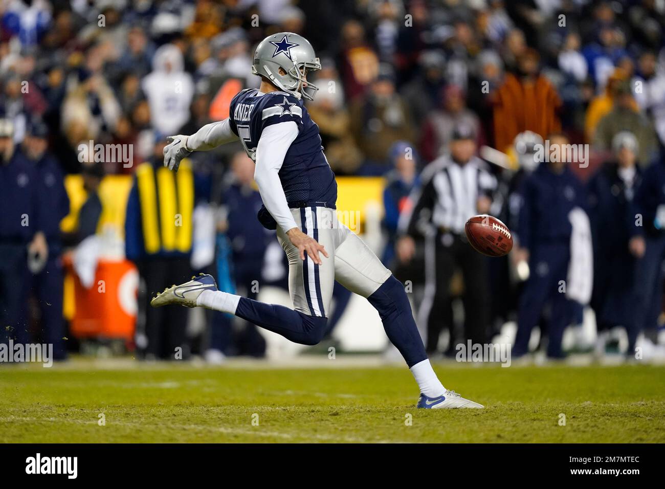 Dallas Cowboys punter Bryan Anger kicks a punt in the second half of an ...