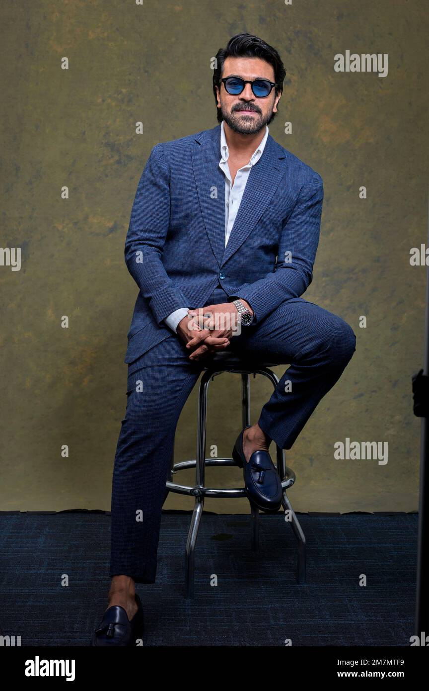 Indian actor Ram Charan poses for a photo to promote their film "RRR ...