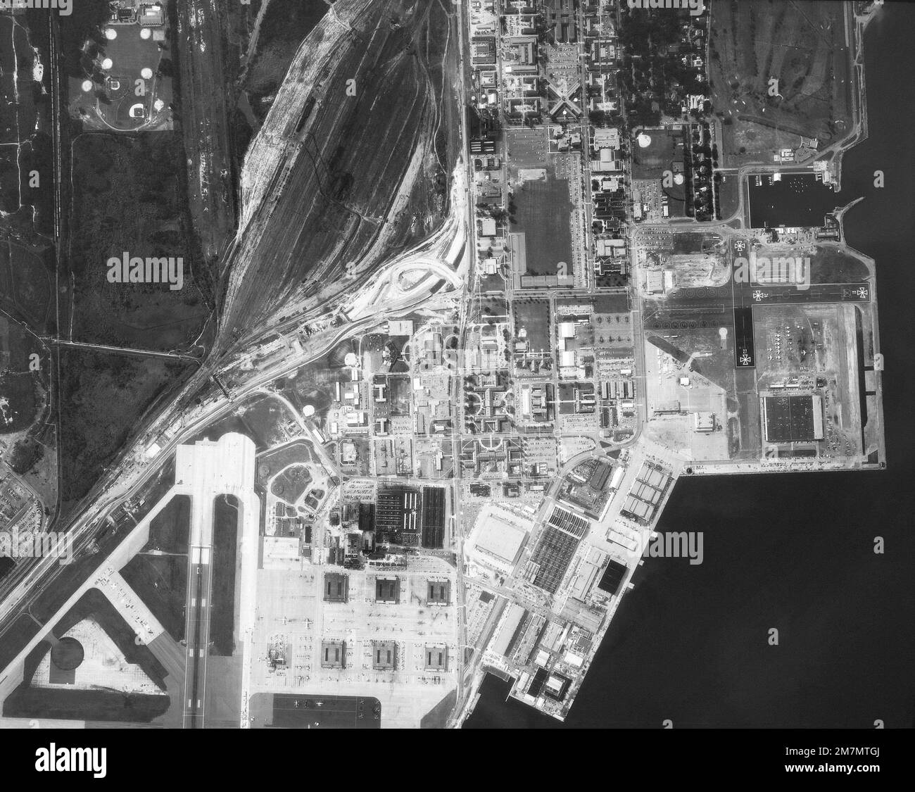 An aerial view of the Naval Air Rework Facility, the Naval Operating ...