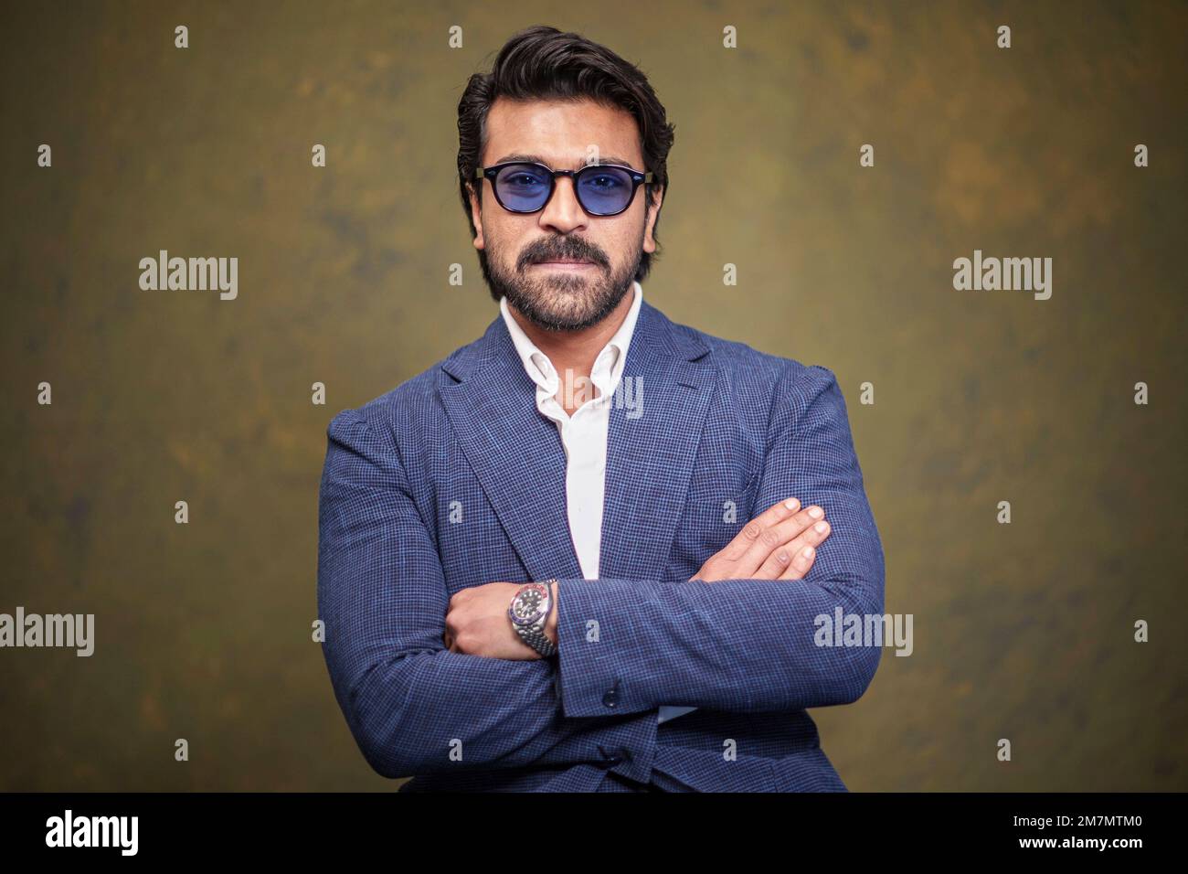 Indian actor Ram Charan poses for a photo to promote the film "RRR" on ...