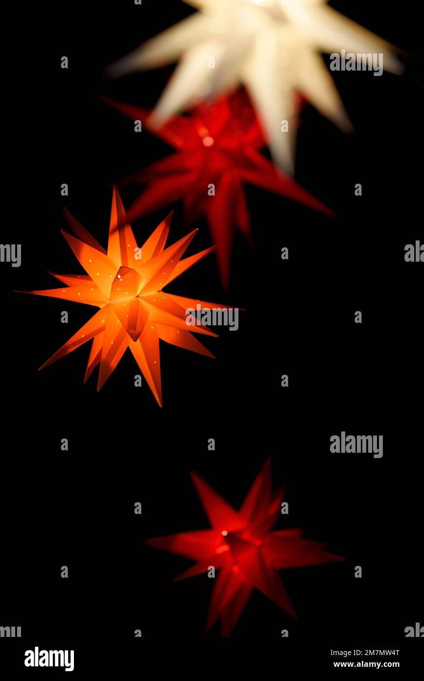 Christmas market, Herrnhut stars, several Stock Photo - Alamy