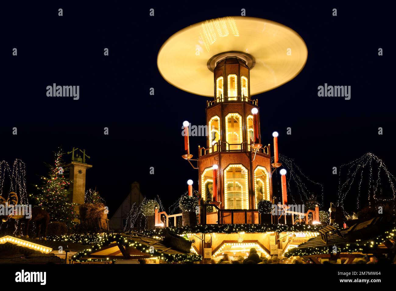 Christmas market, Christmas pyramid, long exposure Stock Photo - Alamy