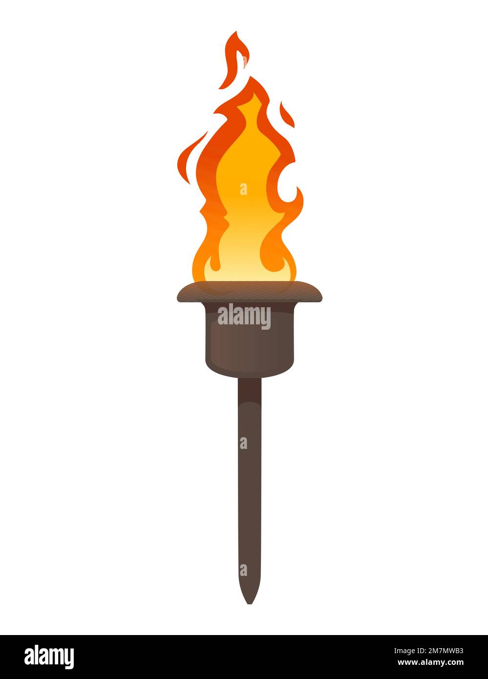 Medieval torch light vector illustration isolated on white background ...