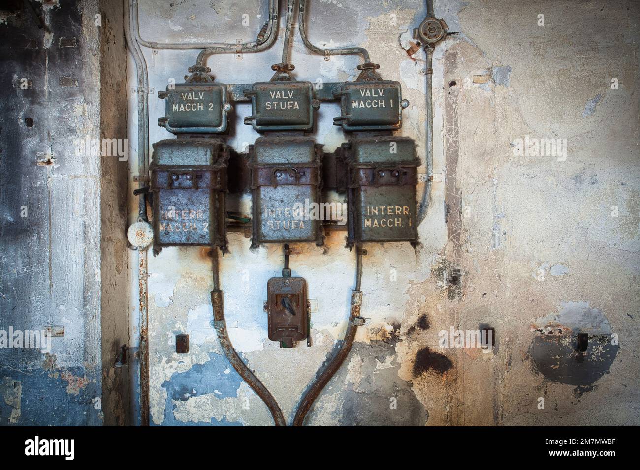 Out of order electrical system in an old industrial building hi-res ...