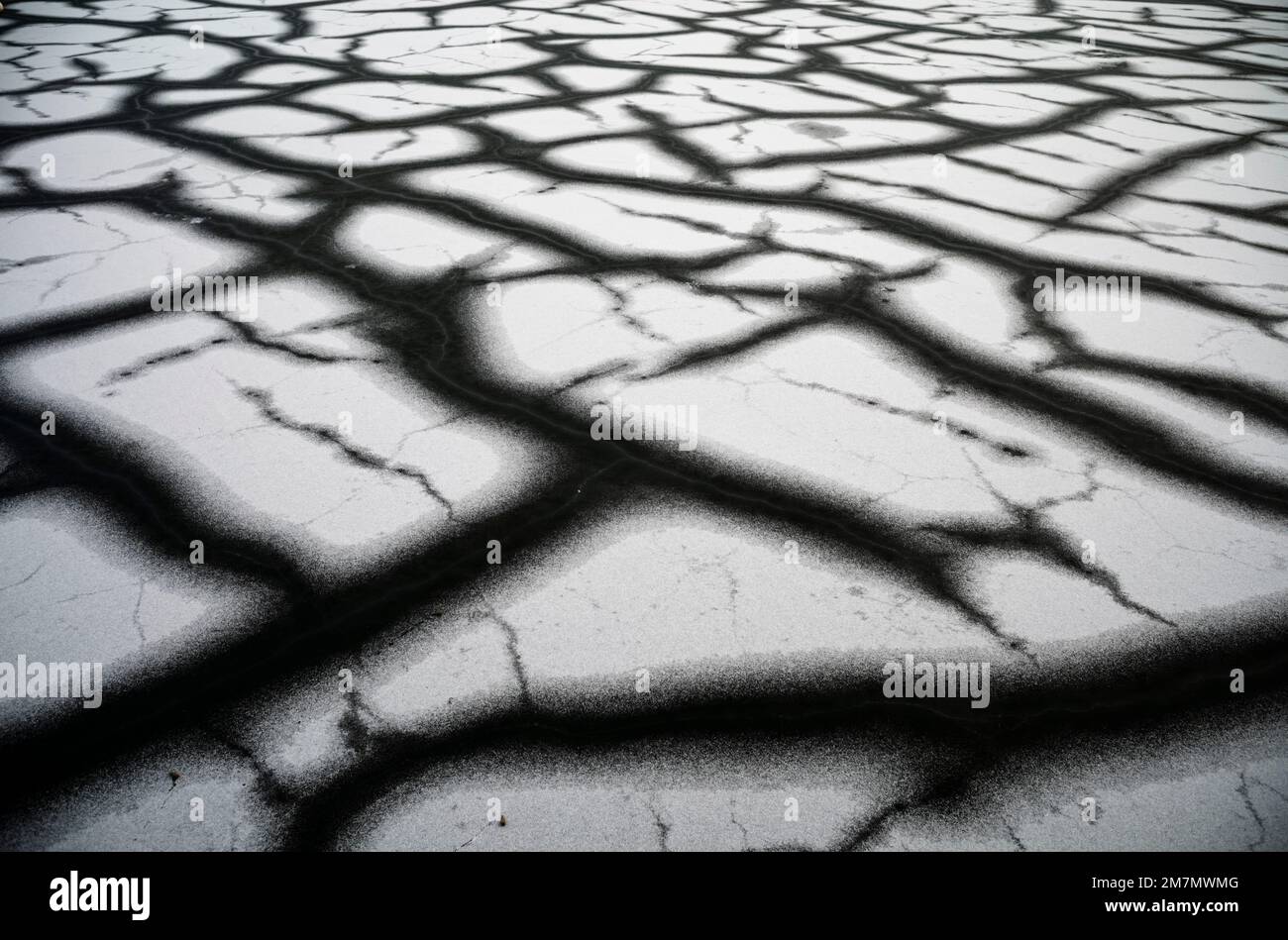 Ice floes form on the Oslofjord on a cold day with temperatures around ...