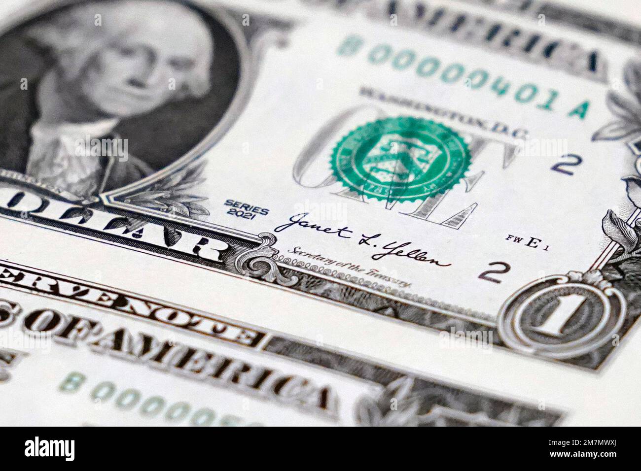 Secretary of the Treasury Janet Yellen's signature is shown on a just ...