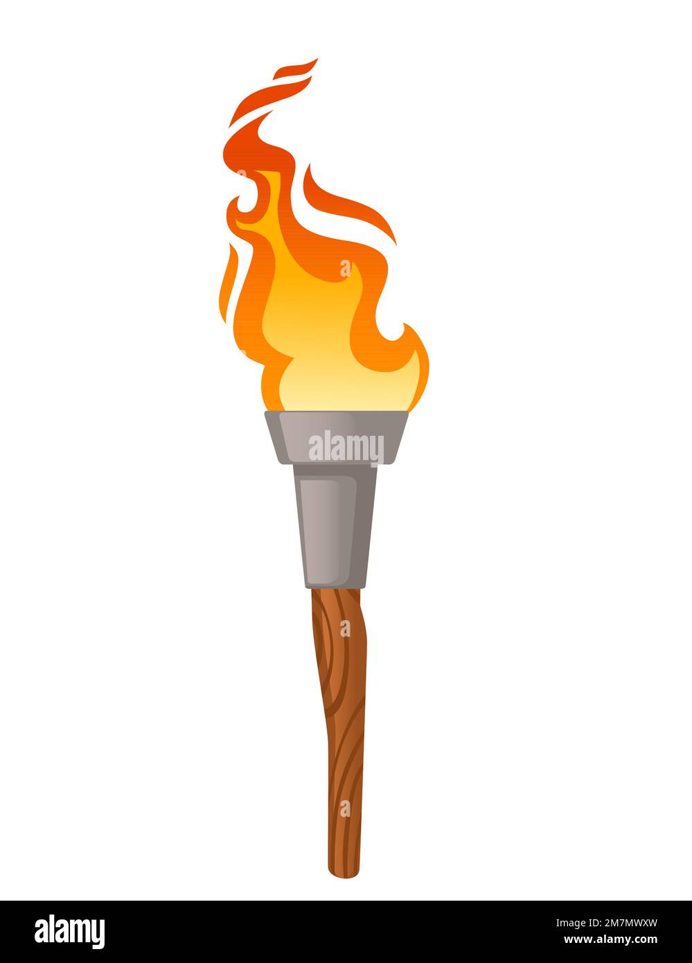 Medieval torch light vector illustration isolated on white background ...