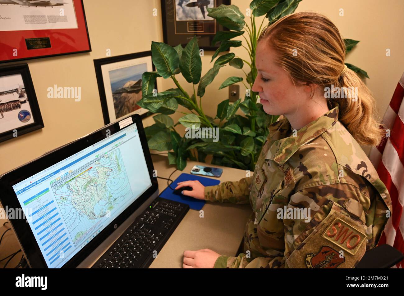 U.S. Air Force Staff Sgt. Caitlin Ford, a weather forecaster with the ...