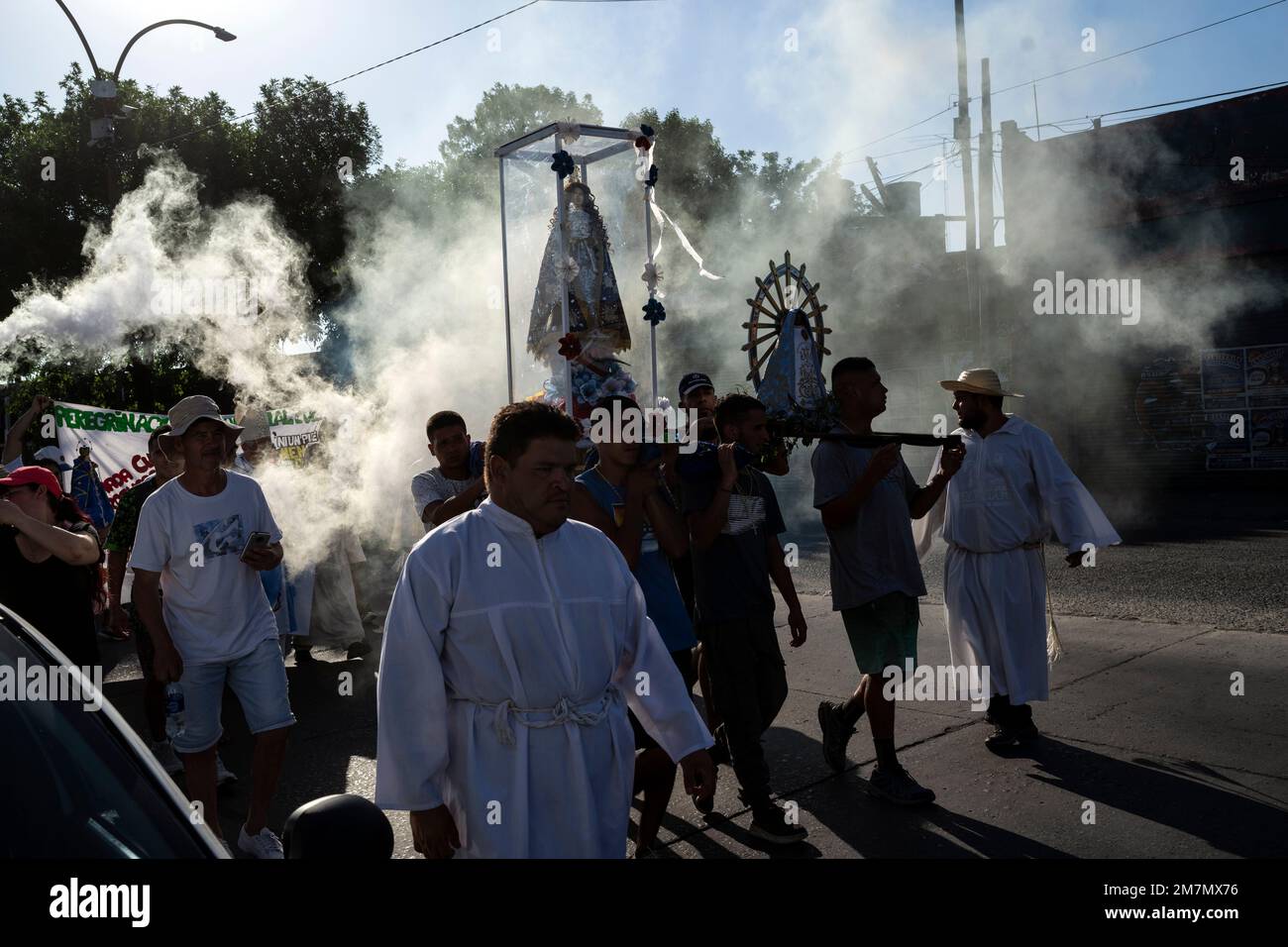Faithful walk in a procession celebrating the feast day of Paraguay's ...