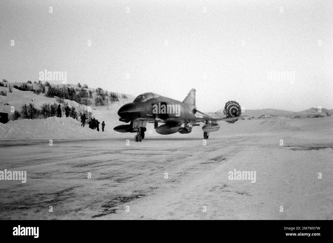 An F-4C Phantom II aircraft arrives at the base. Base: Bodo Air Station ...