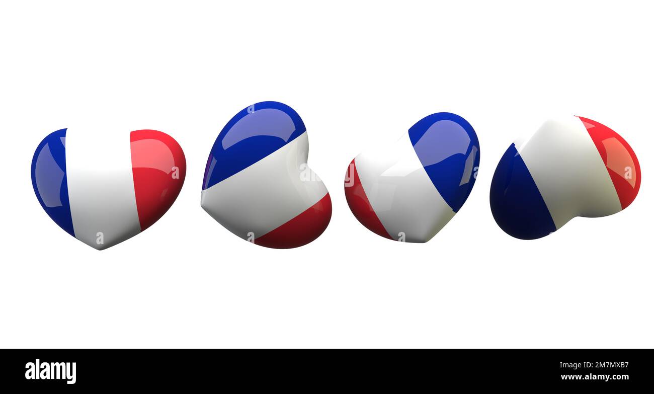 I love France, collection heart with France flag, romantic image on ...