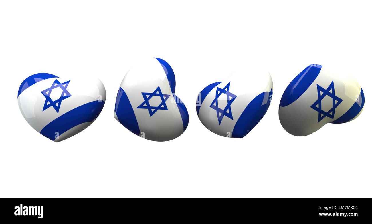 I love Israel, collection heart with Israel flag, romantic image on ...