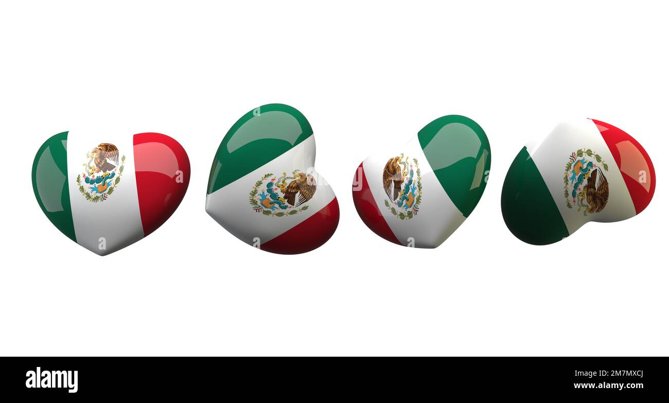 I love Mexico, collection heart with Mexico flag, romantic image on ...