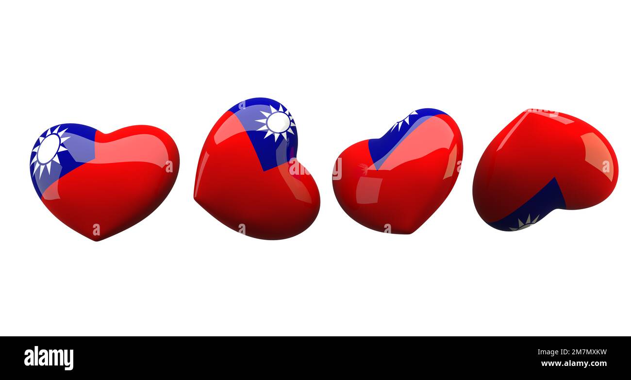 I love Taiwan, collection heart with Taiwan flag, romantic image on ...