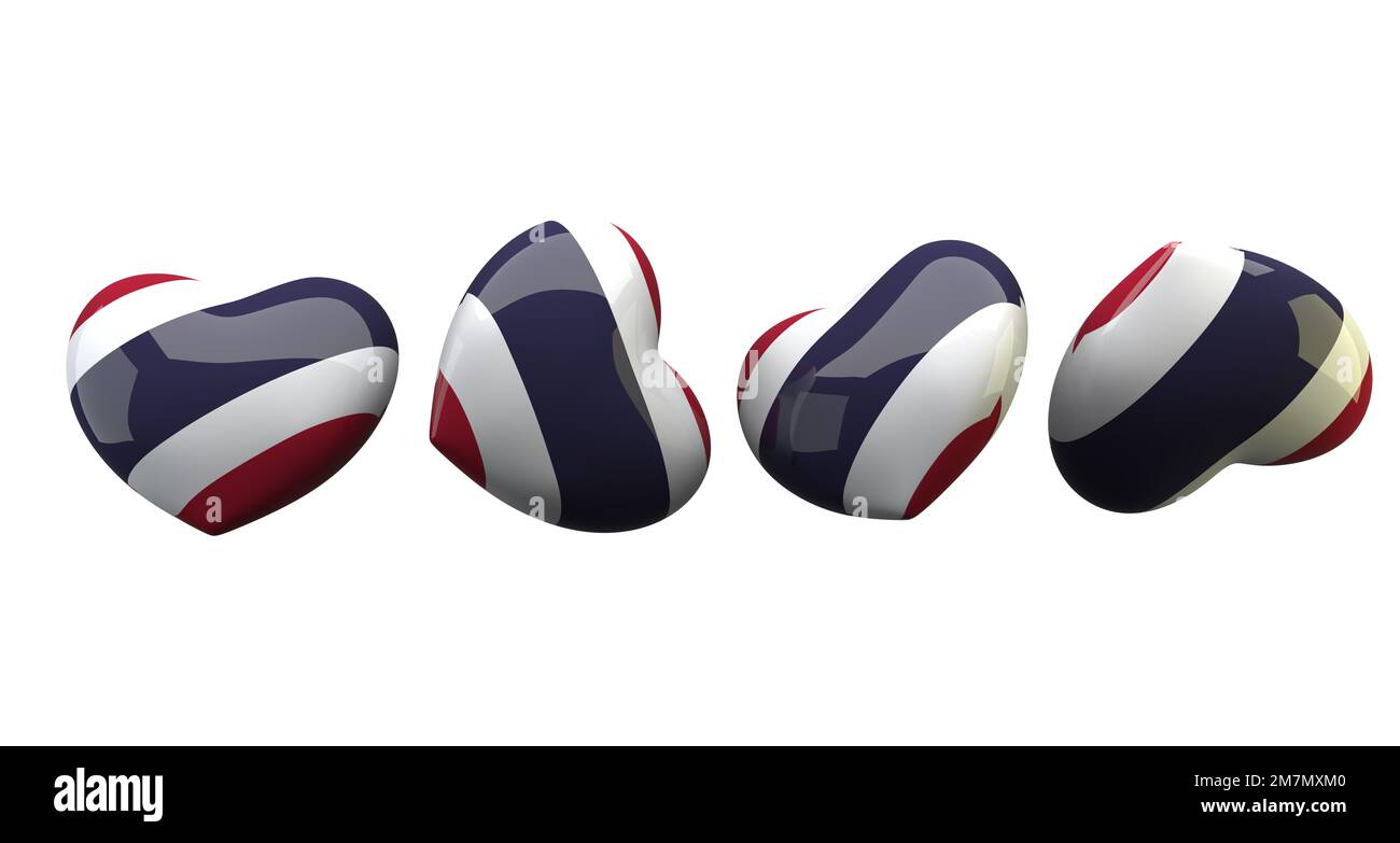 I love Thailand, collection heart with Thailand flag, romantic image on ...