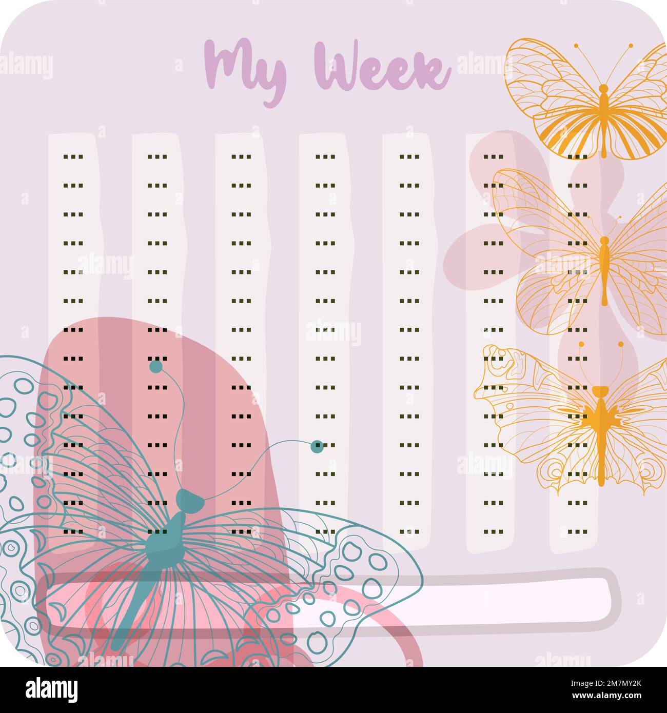 Bullet journal coloured School timetable with FLOWER AND BUTTERFLY ...
