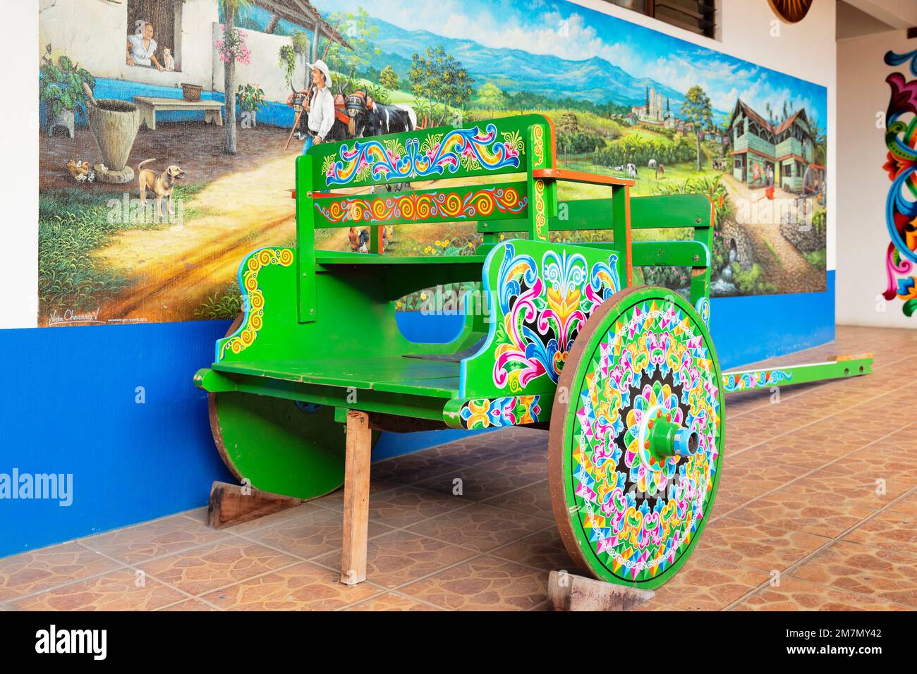 Painted ox cart, traditional handicraft, Sarchi, Alajuela province ...